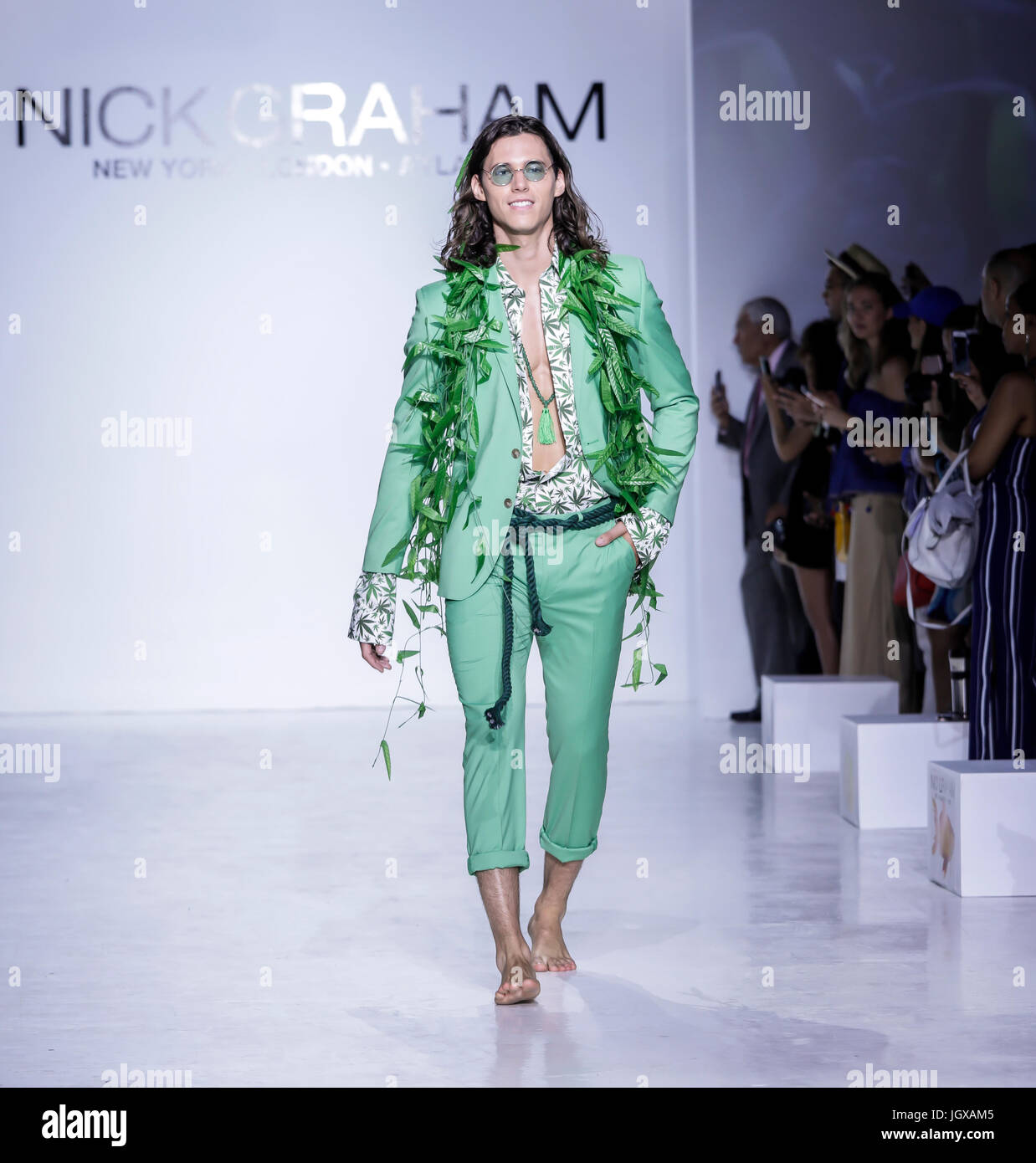 New York, USA. 11th July, 2017. A model walks runway for Nick Graham ...