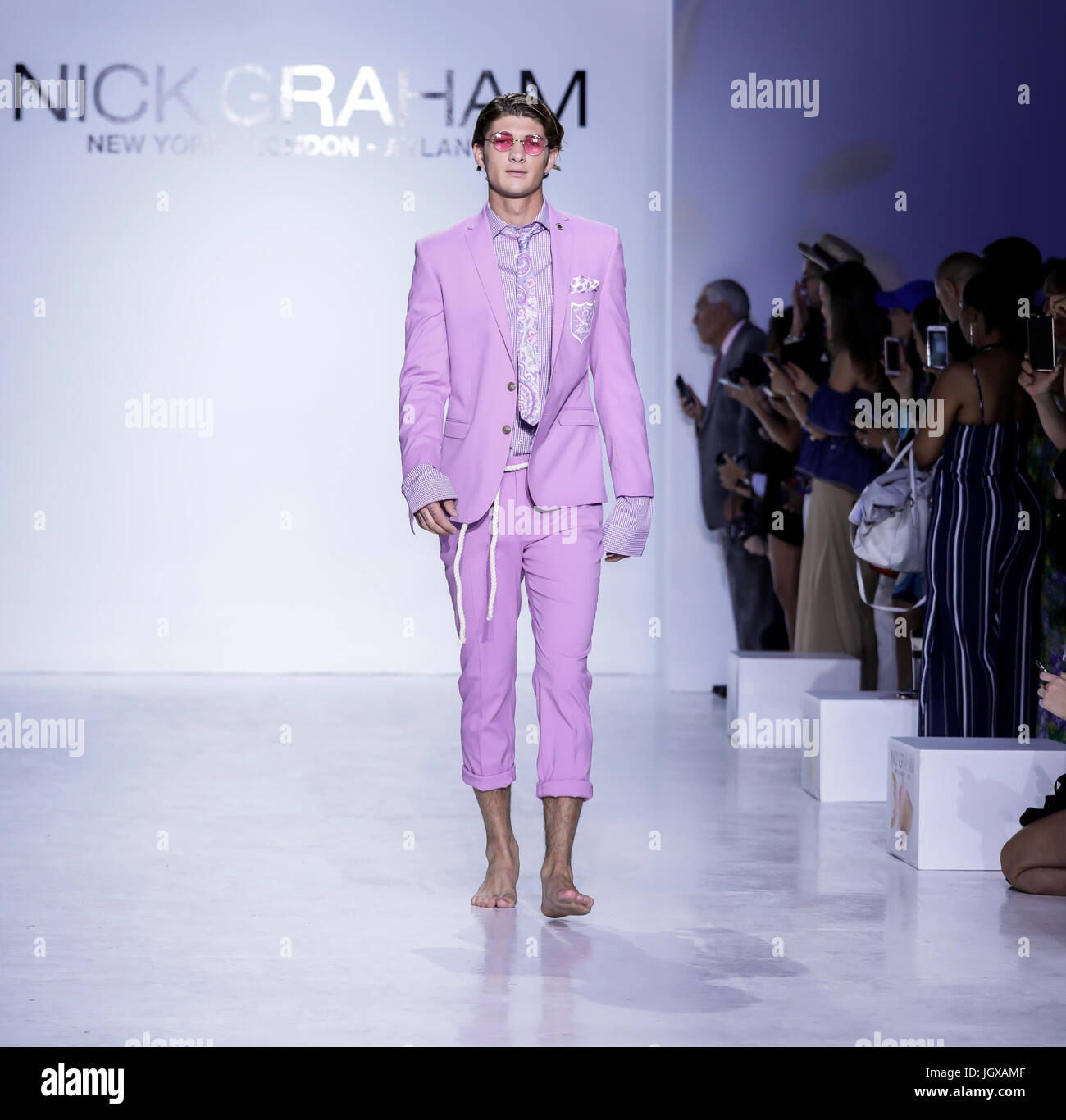New York, USA. 11th July, 2017. A model walks runway for Nick Graham ...