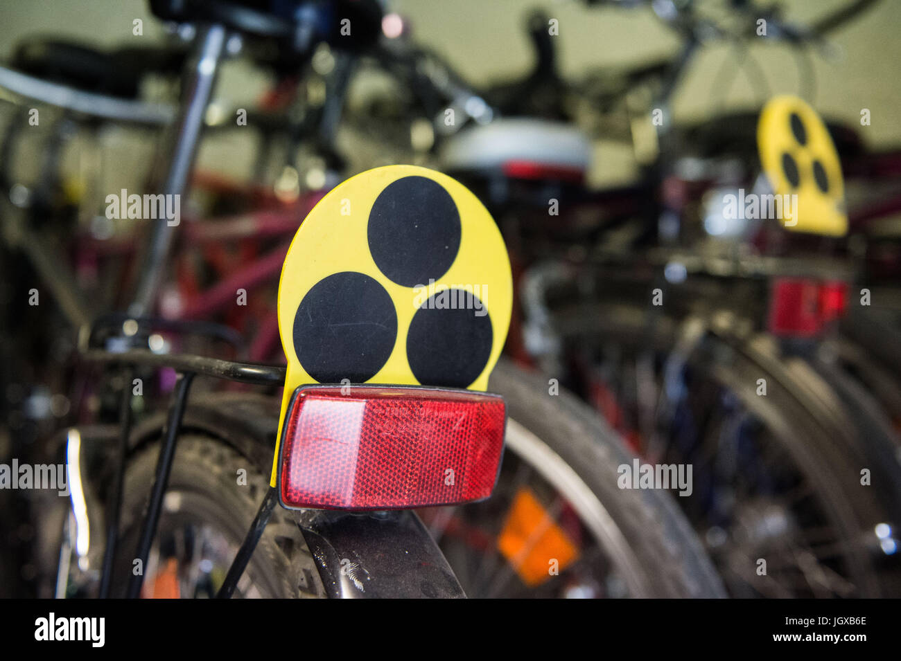 Berlin, Germany. 8th June, 2017. A blind symbol on the back of a tandem ...