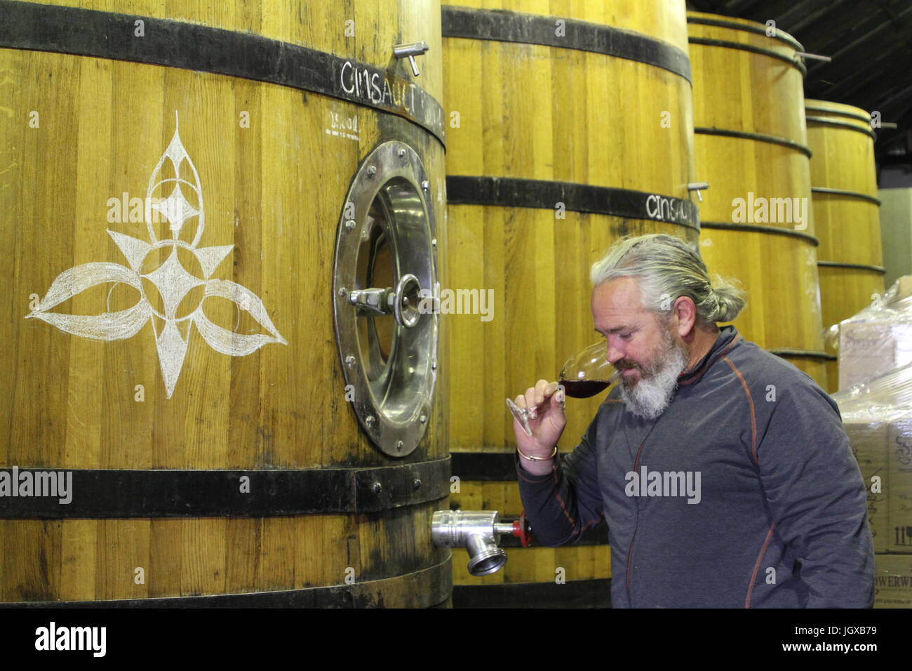 Winemaker Adi Badenhorst fetches a glass of Grenache from this year's ...