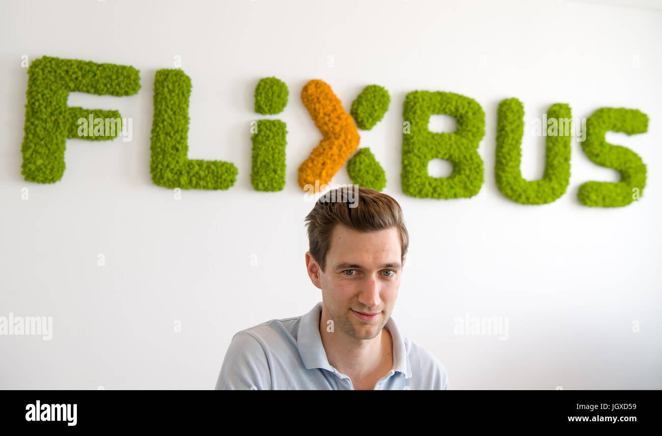 Munich, Germany. 10th July, 2017. The CEO of the bus company Flixbus ...