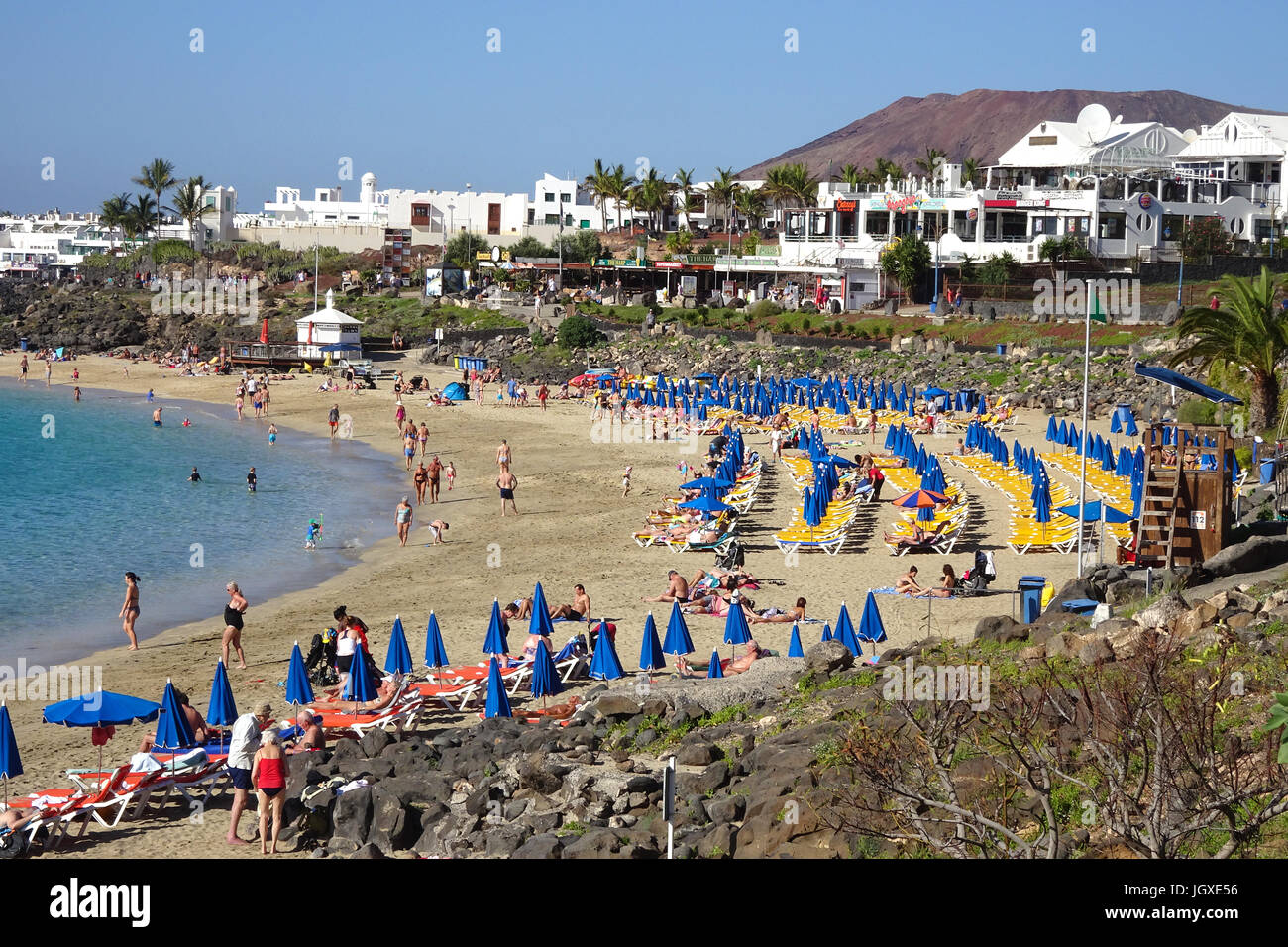 Badestrand Playa Dorada bei Playa Blanca, Lanzarote, Kanarische Inseln ...