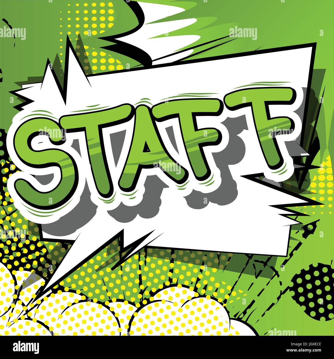 Staff - Comic book style phrase on abstract background Stock Vector ...