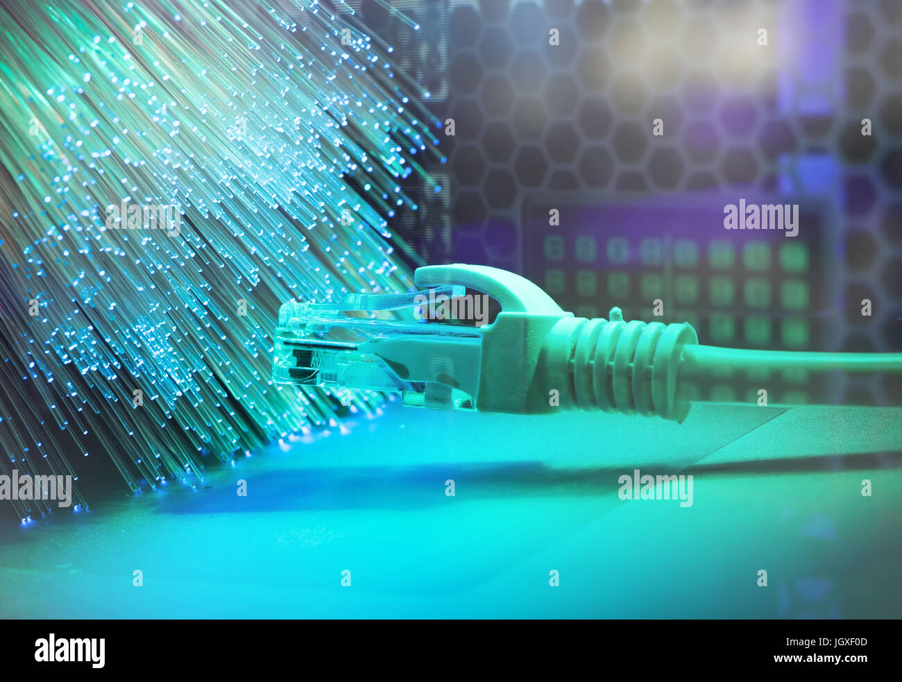 network cables closeup with fiber optical background Stock Photo - Alamy