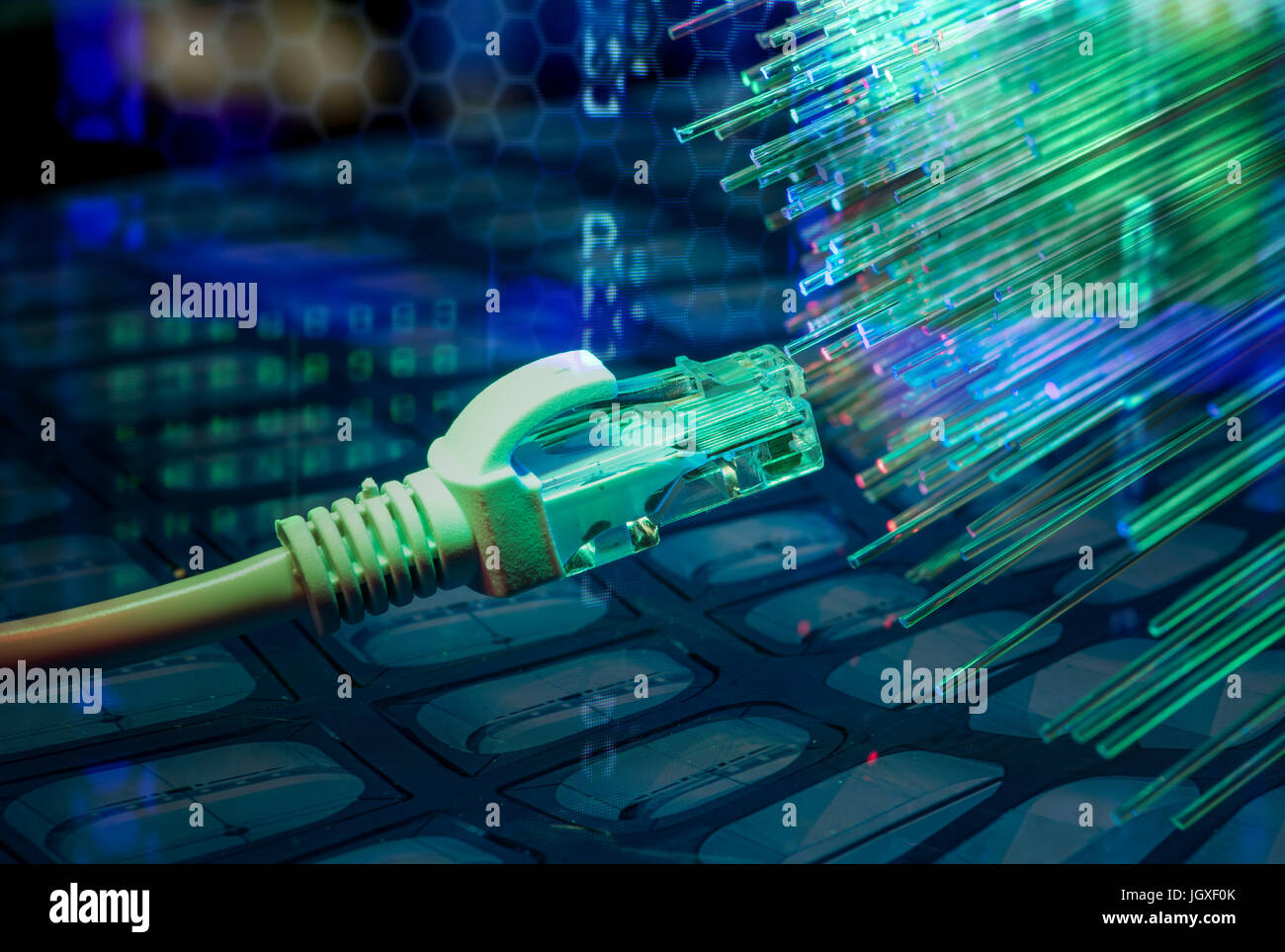 network cables closeup with fiber optical background Stock Photo - Alamy