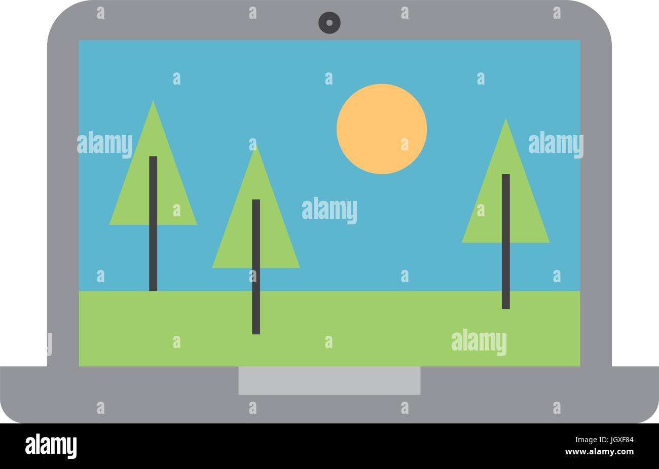 laptop with landscape icon Stock Vector Image & Art - Alamy