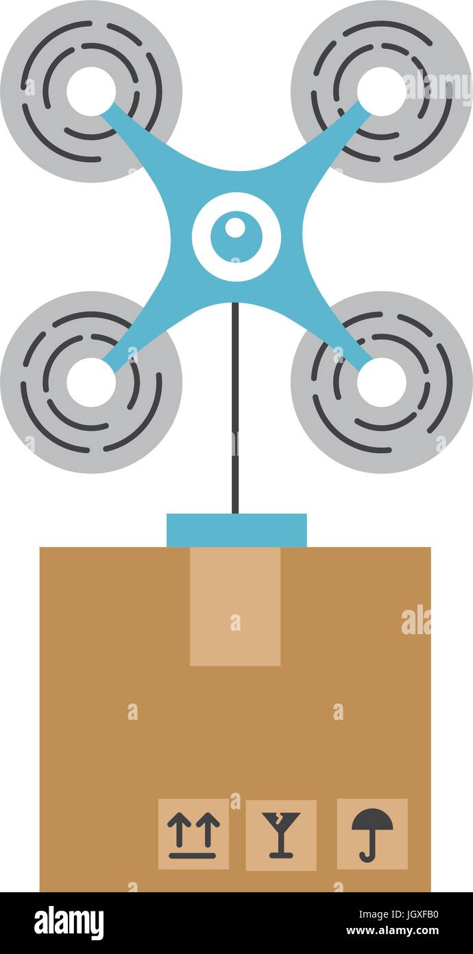 drone flying technology with box carton Stock Vector Image & Art - Alamy