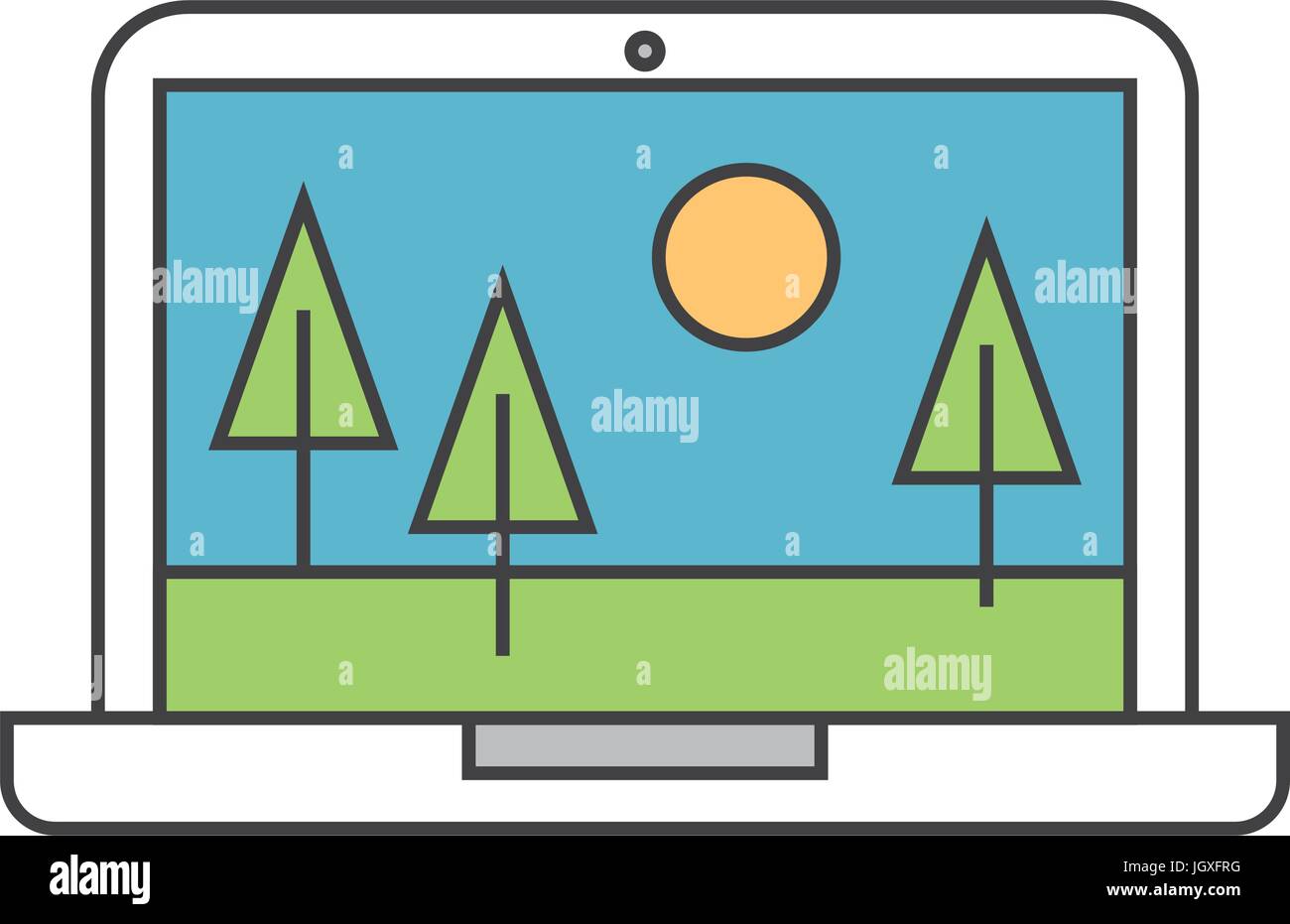 laptop with landscape icon Stock Vector Image & Art - Alamy