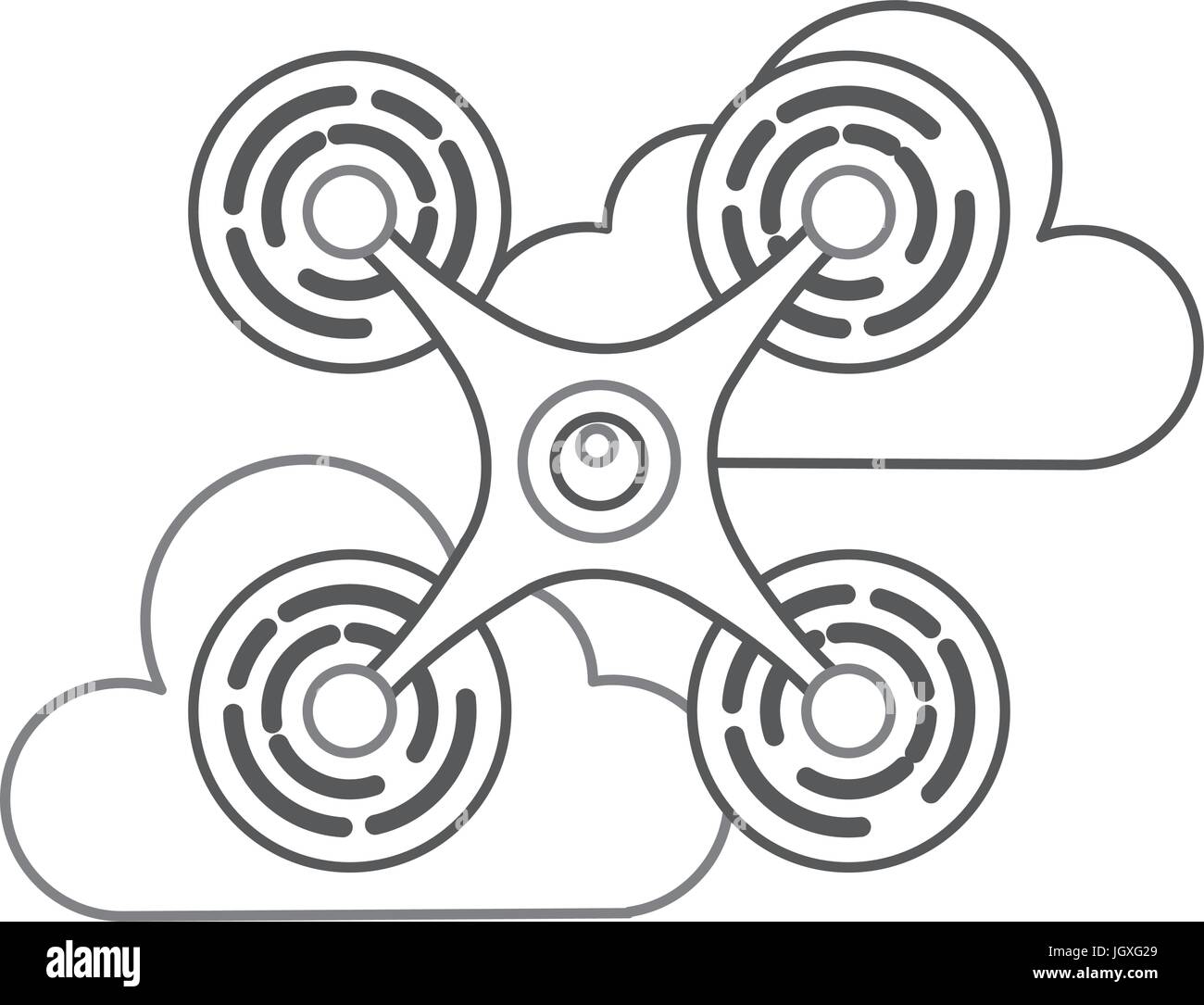drone flying technology with clouds Stock Vector Image & Art - Alamy