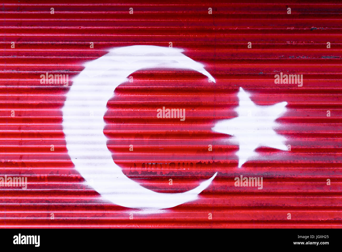 Turkish national flag painted on metal background Stock Photo - Alamy