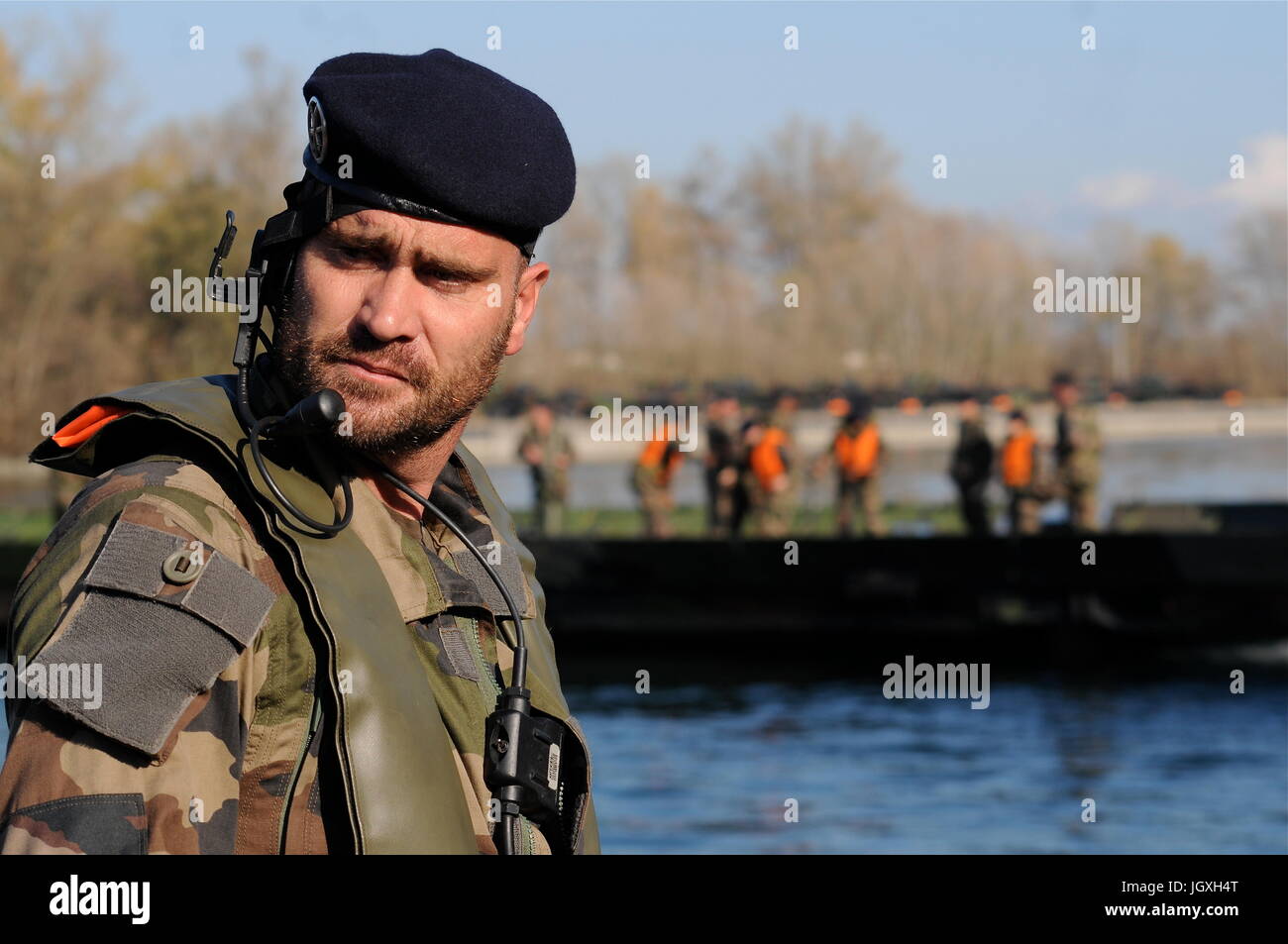 The 3rd Engineering Regiment of Charleville-Meziere, build a floating ...