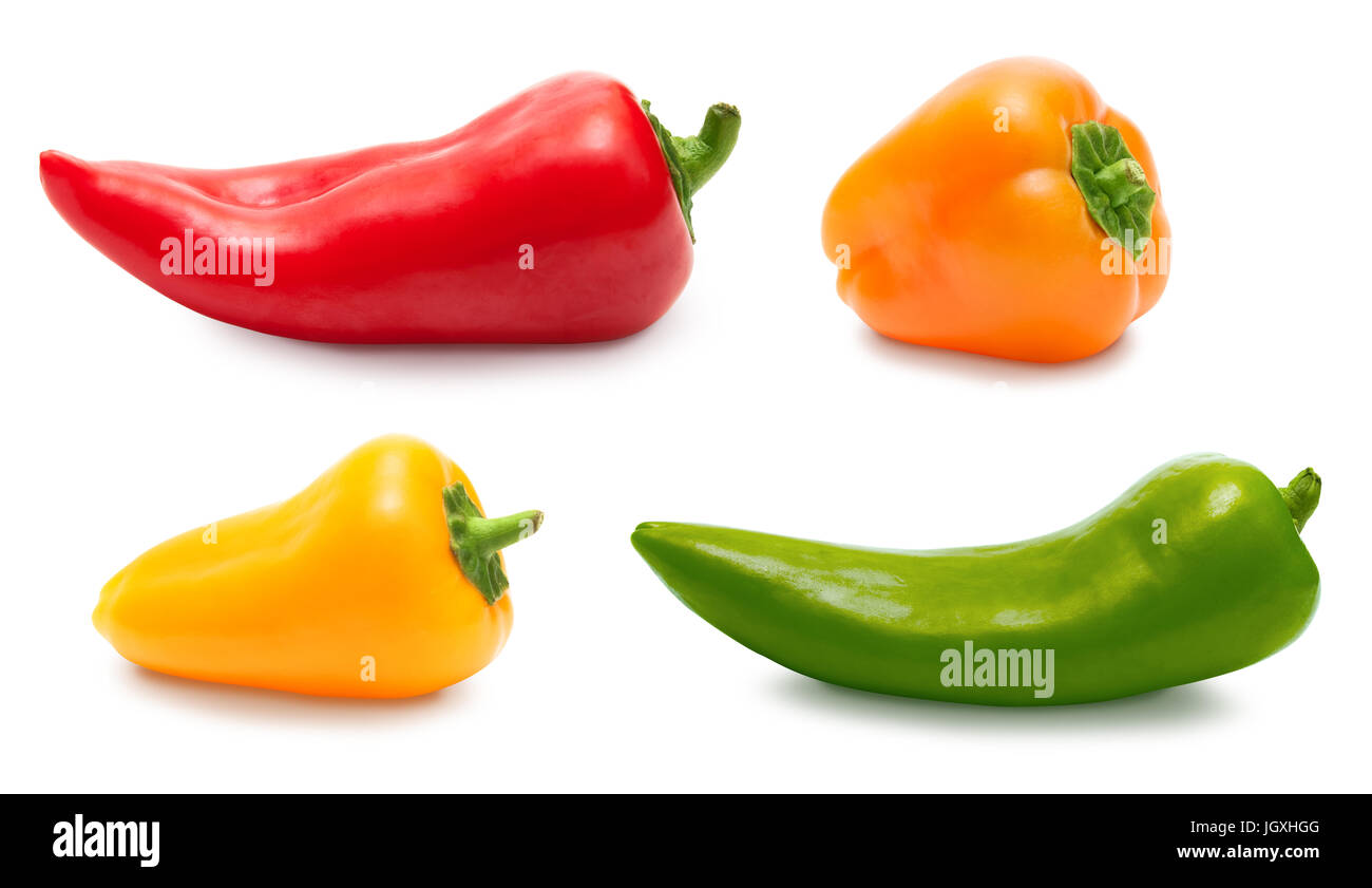 Small pepper set collection isolated over white, clipping path Stock ...