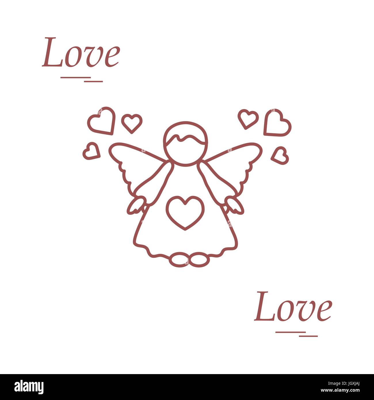 Cute vector illustration: angel and hearts. Love symbol. Design for ...