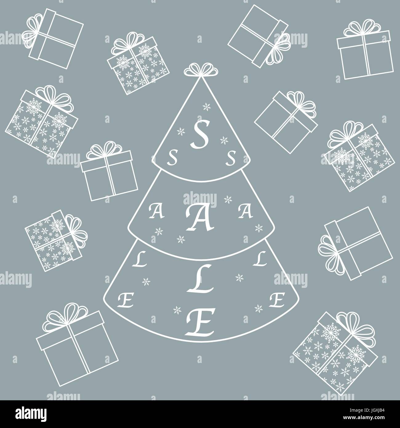 Vector illustration of Christmas tree with text sale and collection of ...