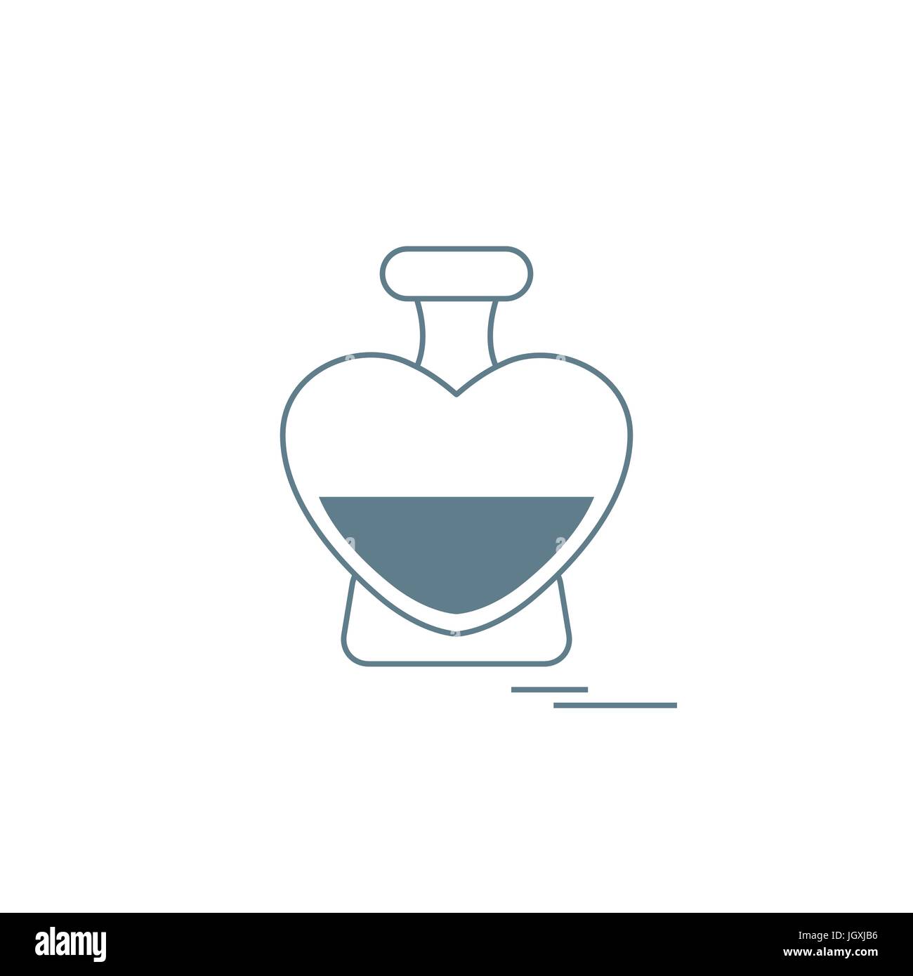 Cute vector illustration of perfume bottle in the shape of heart ...