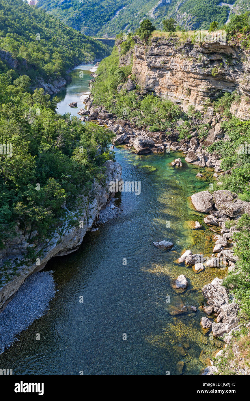 Moraca river canyon in Montenegro, the view from the top Stock Photo ...