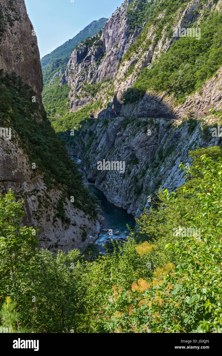 Moraca river canyon in Montenegro, the view from the top Stock Photo ...