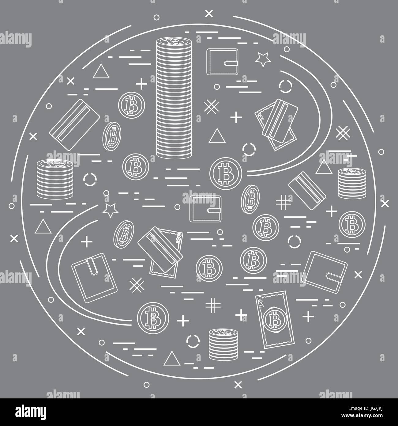 Vector illustration of different money, investment and financial icons ...