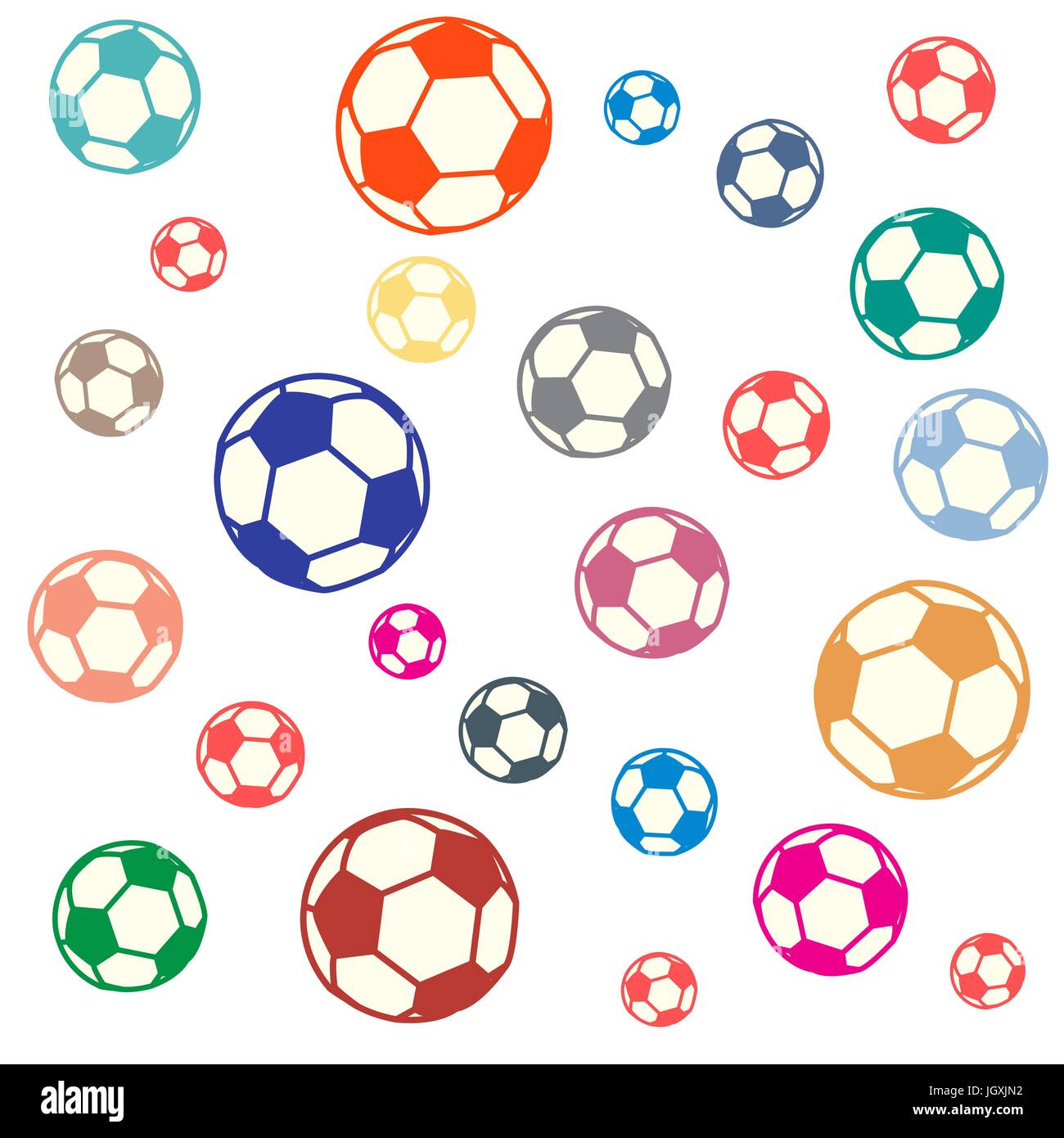 Nice picture of colorful football balls on a color background Stock ...