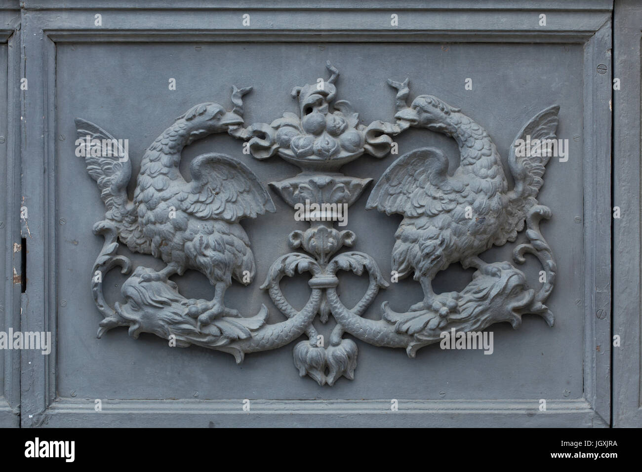 Detail of the gate of the Casa consistorial de Sevilla decorated in ...