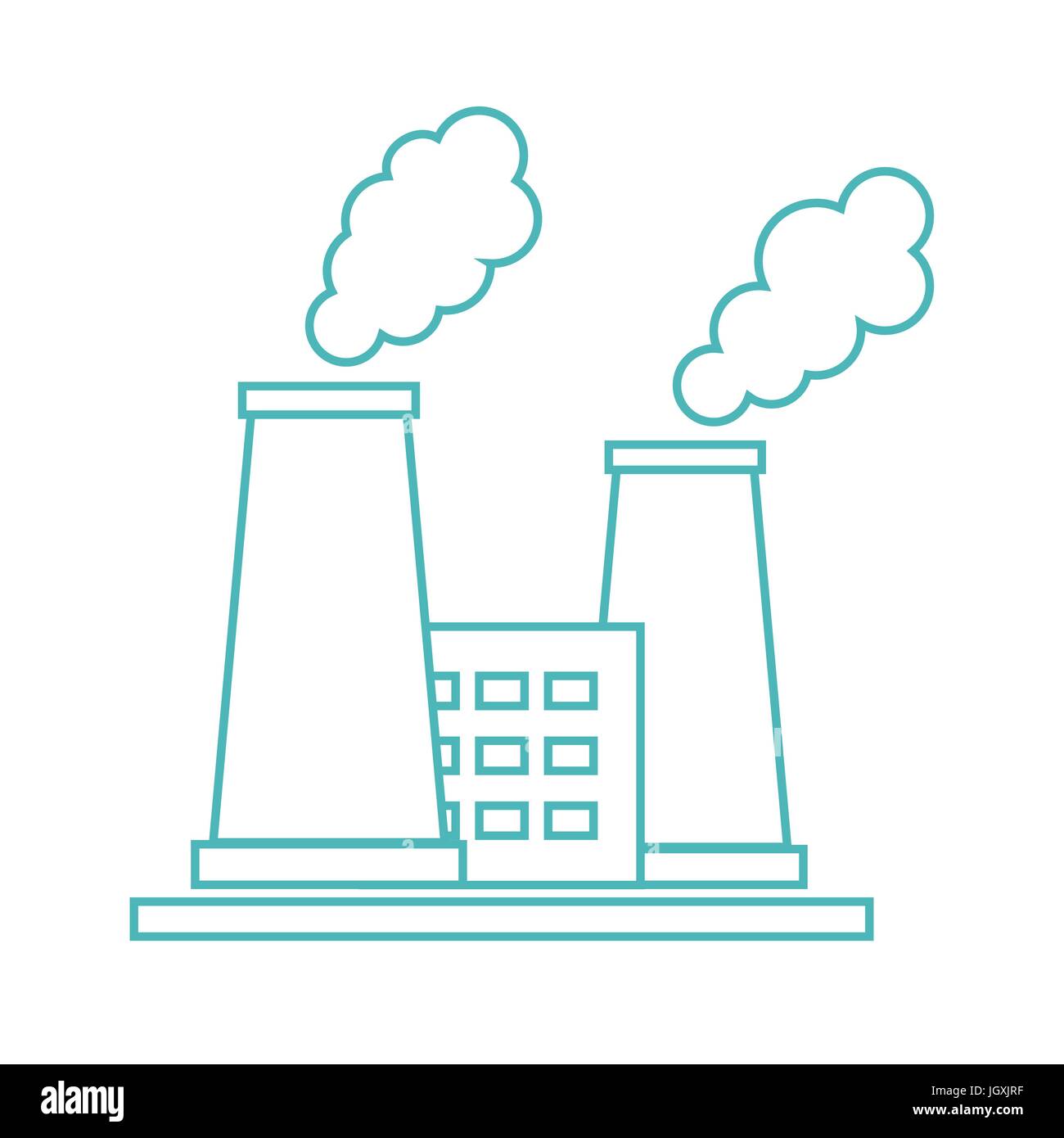 Stylized icon of the oil refinery plant with smoking chimneys on a ...