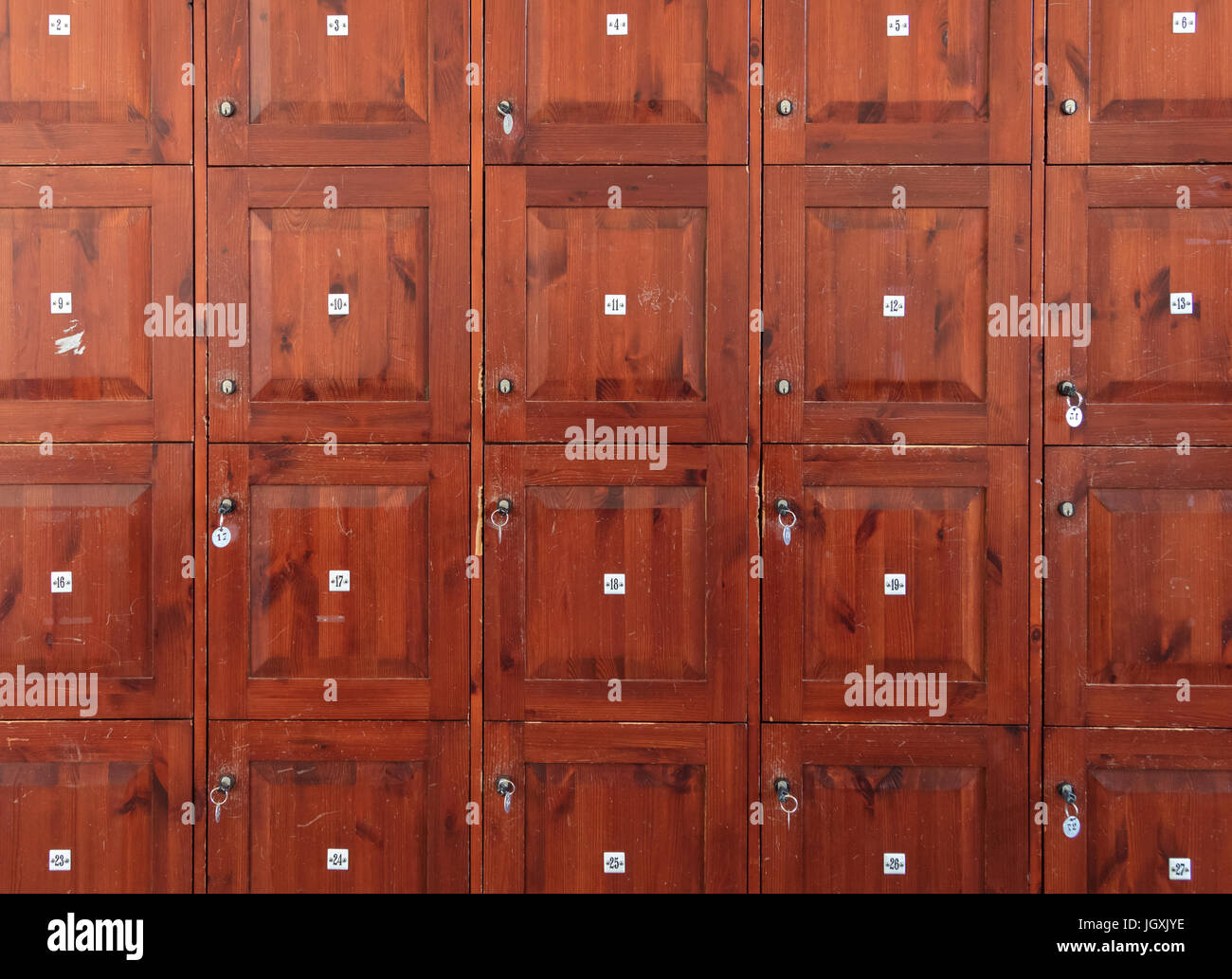 Old cabinet lockers, locked with a key Stock Photo - Alamy