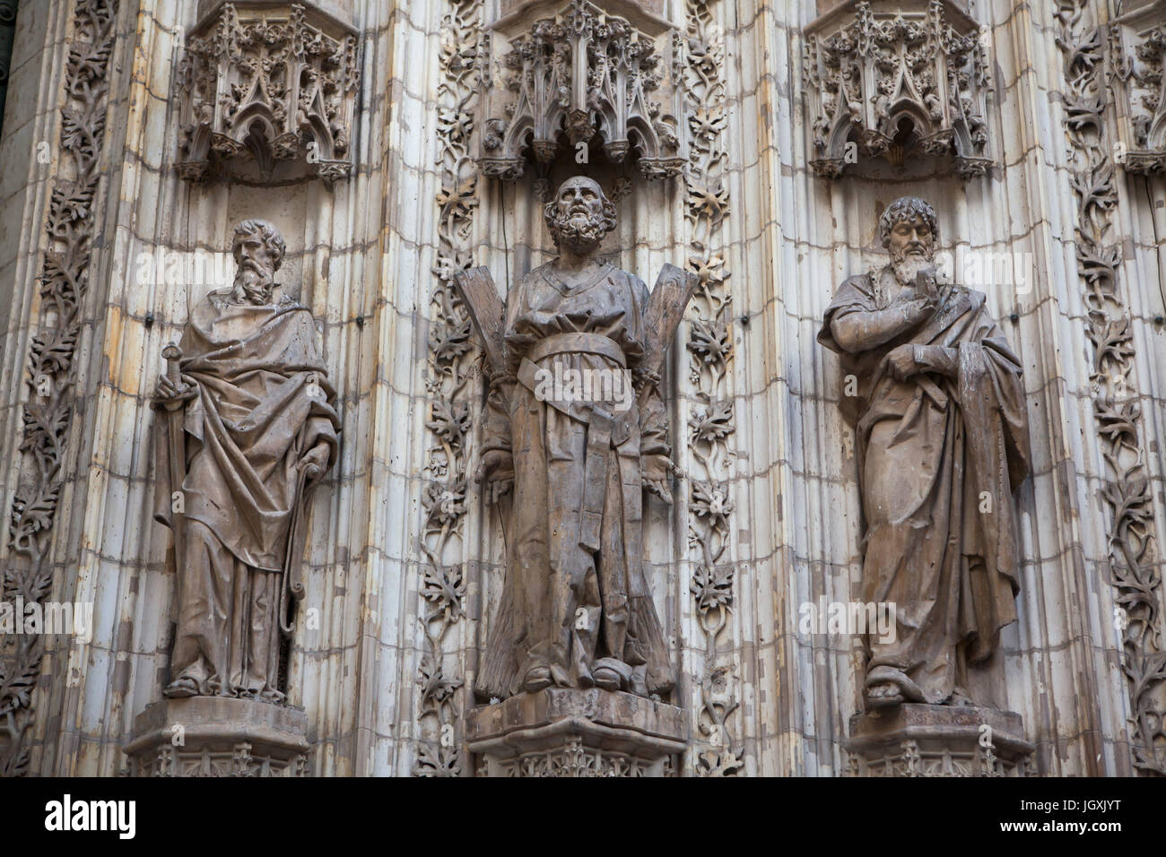 Saint Paul, Saint Andrew and Saint Thomas. Statues of the apostles on ...