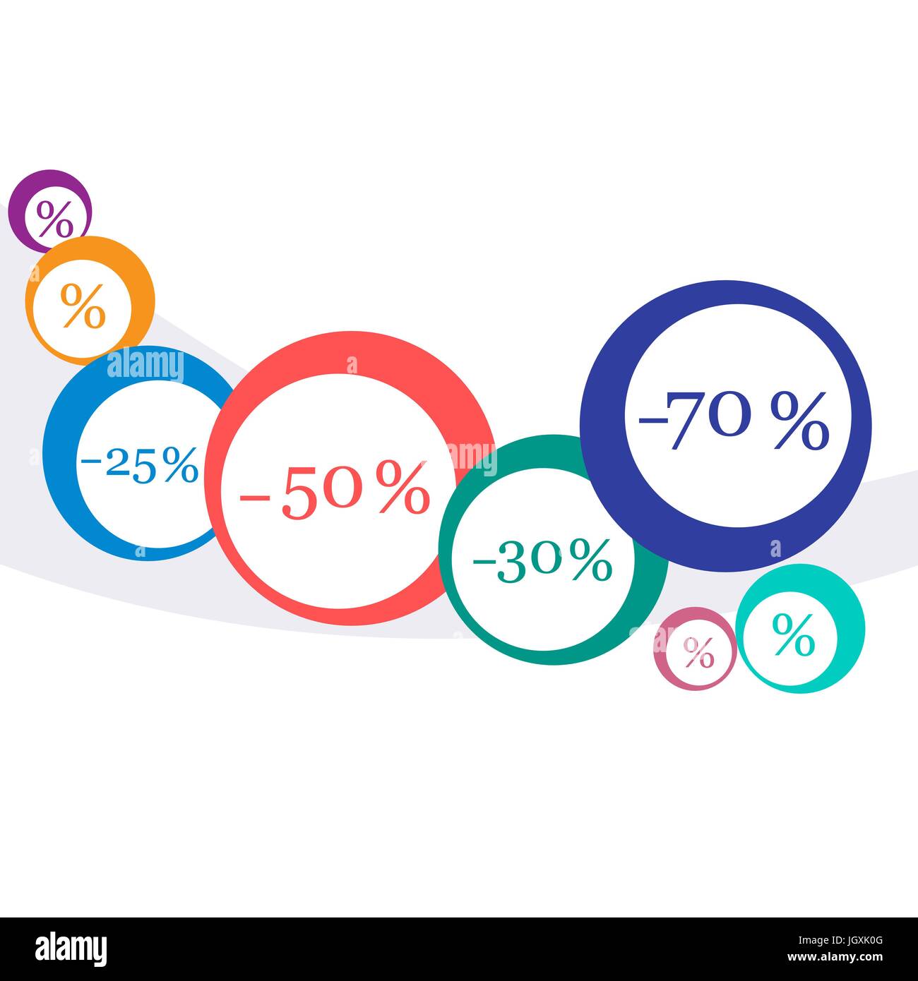 Vector illustration of various discounts for markets and shops. Label ...