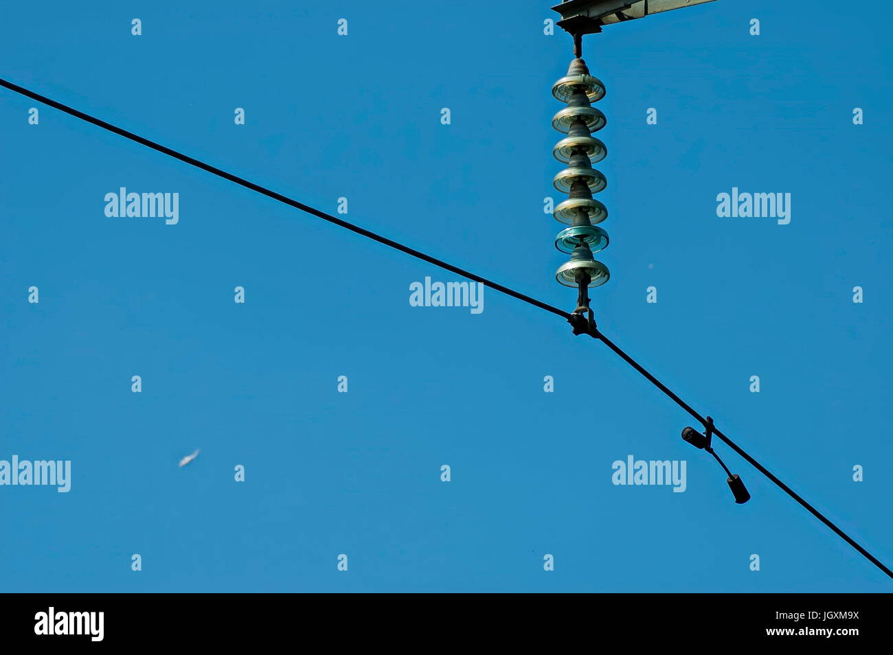 Bell-shaped insulator chain of electric power transmission line ...