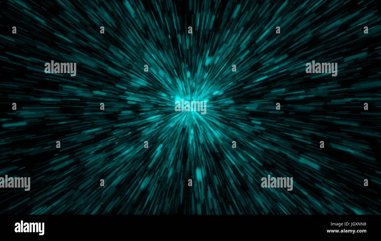 Particle or space traveling. Particle zoom background. 3d render Stock ...