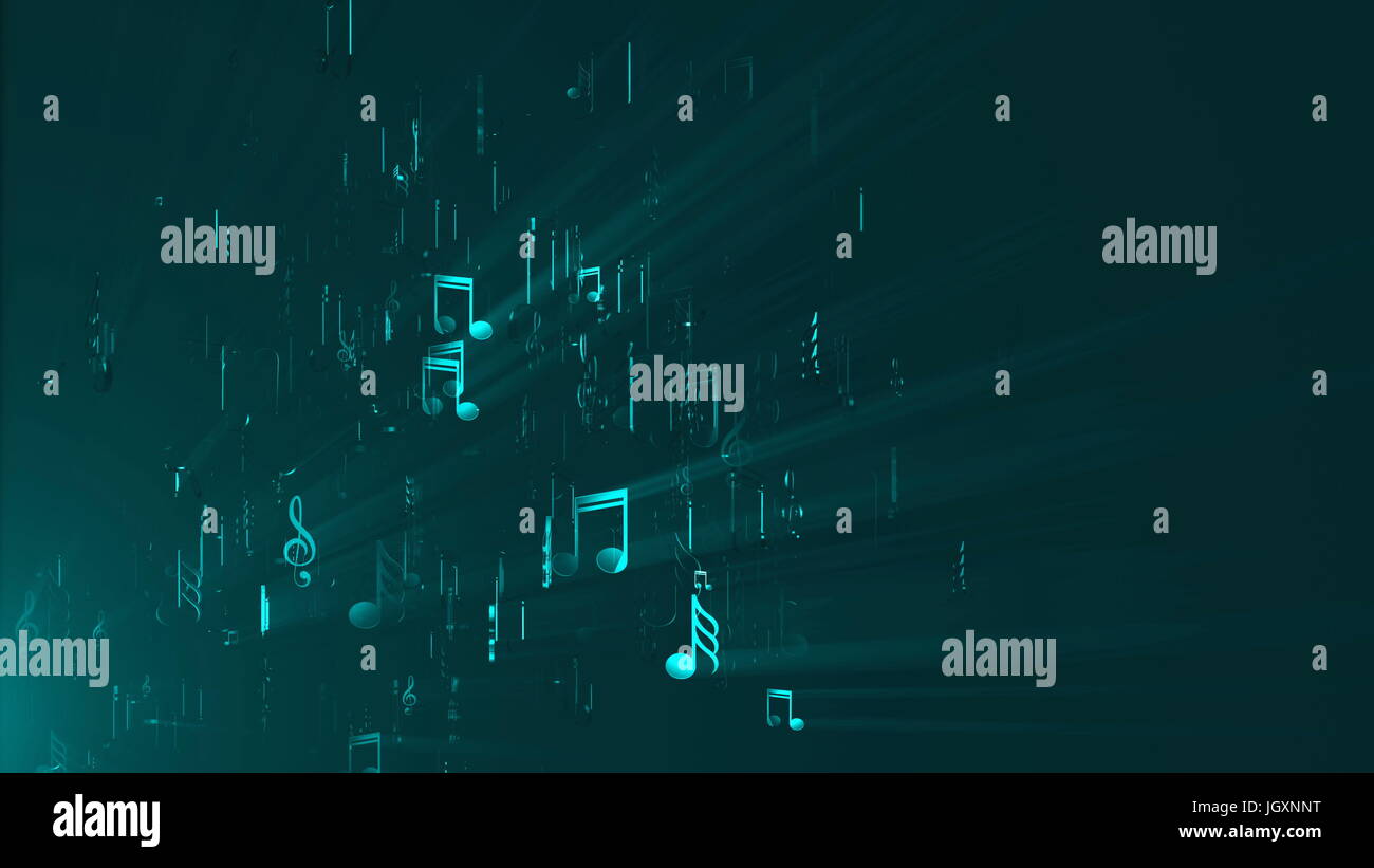 Abstract background with music notes. 3d render digital backdrop Stock ...