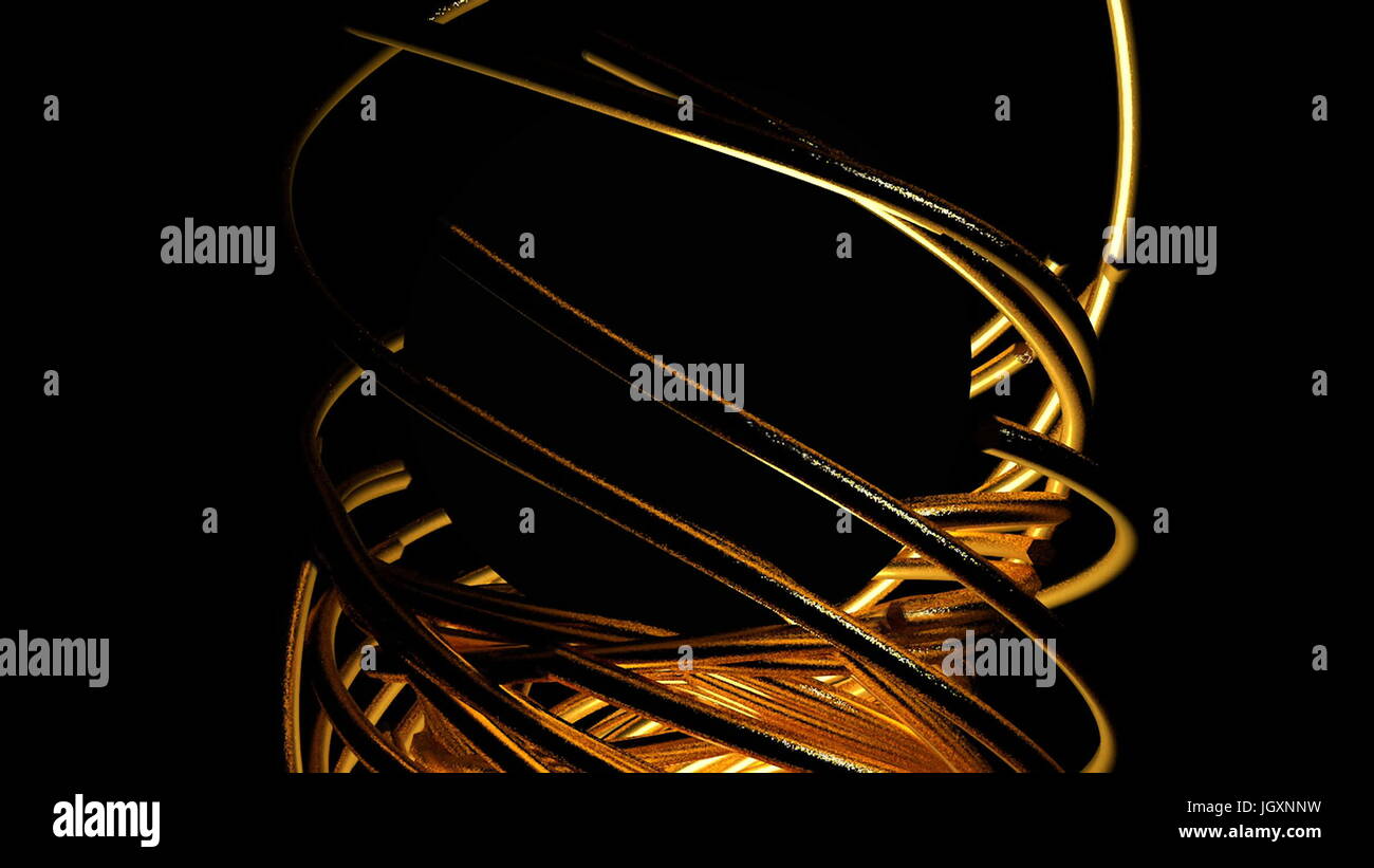 Gold lines bend a circle. 3D rendering Stock Photo - Alamy