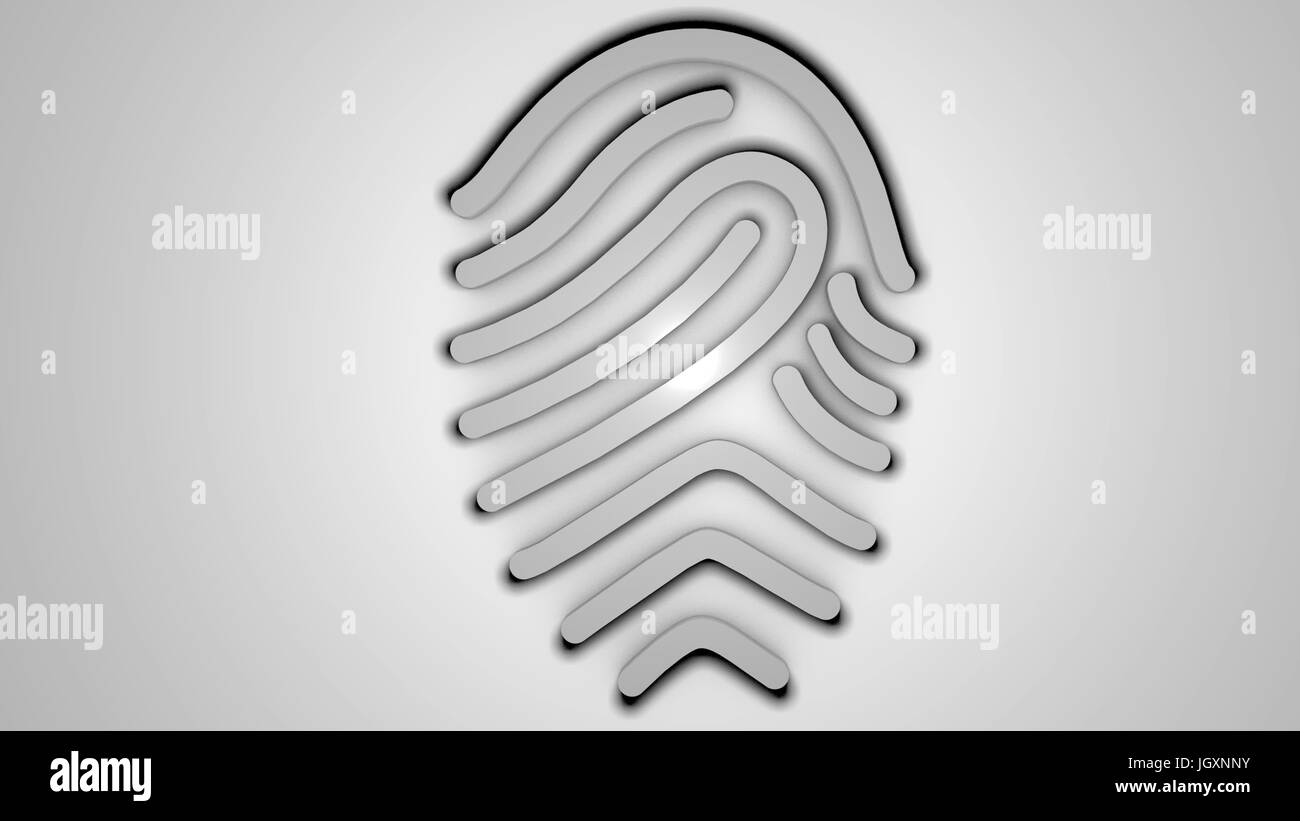 3D fingerprint on white background. Digital backdrop. 3d render Stock ...