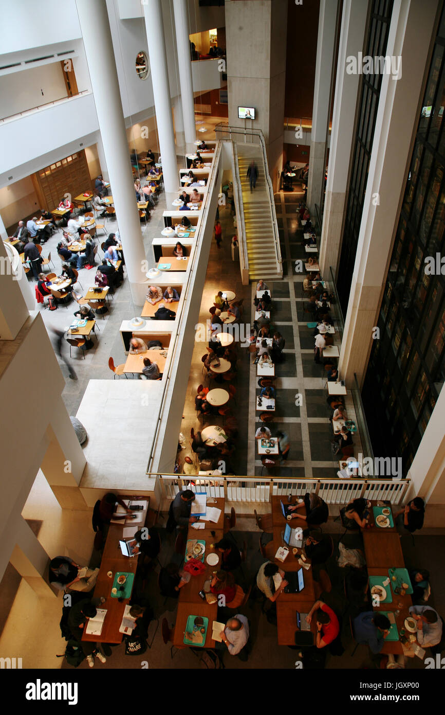 London, UK - August 27, 2010: Inside view of British Library building ...