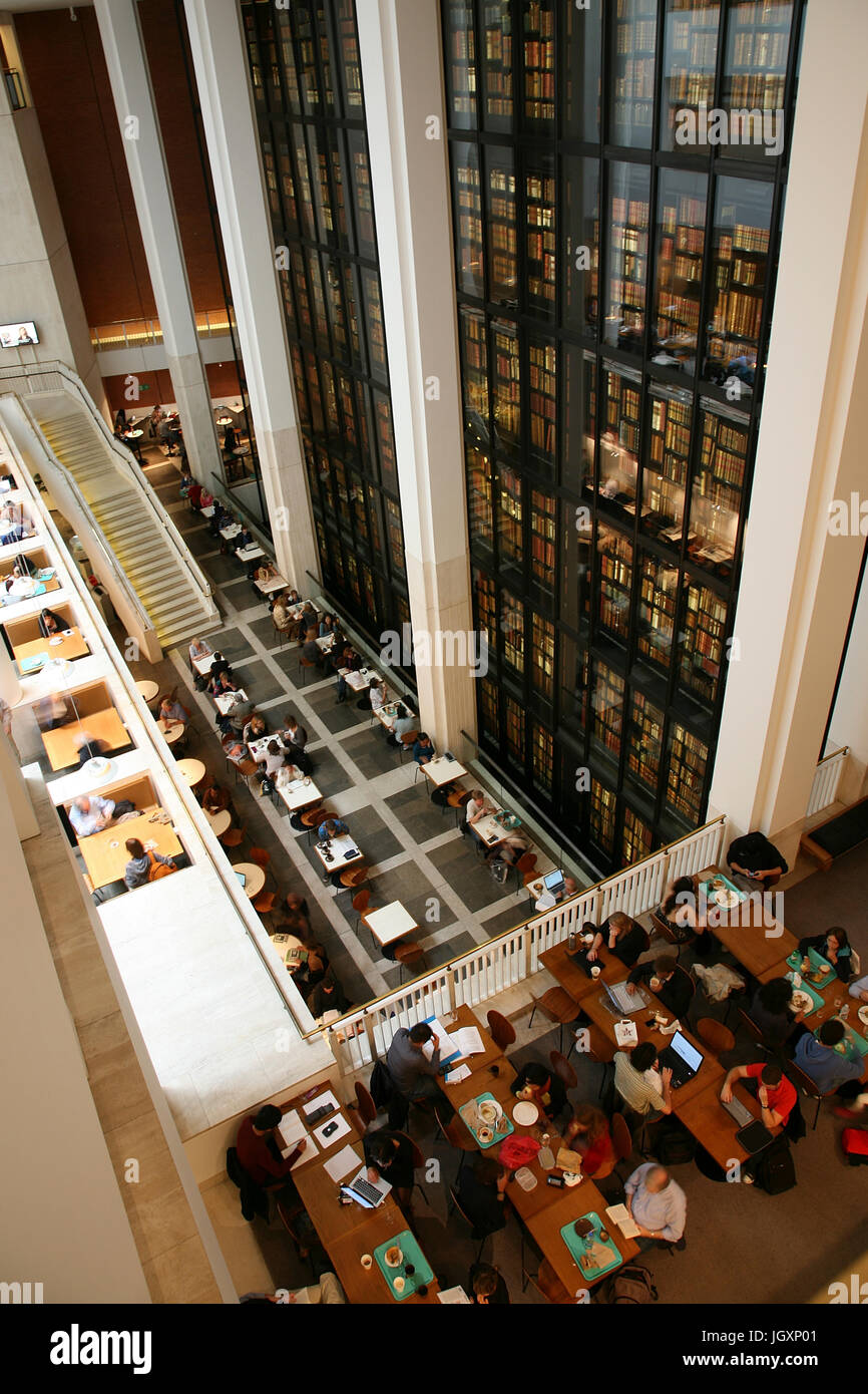 London, UK - August 27, 2010: Inside view of British Library, national ...
