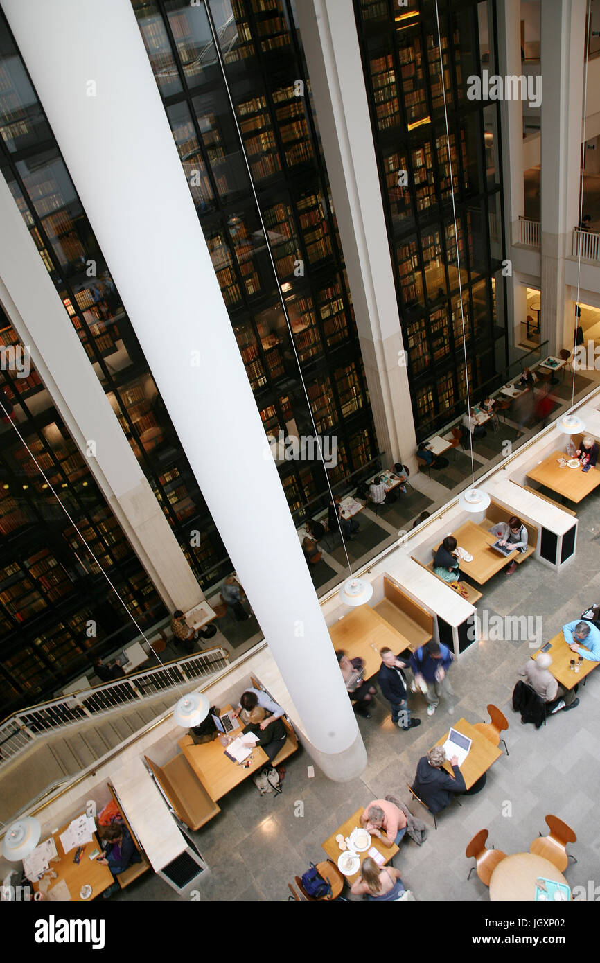 London, UK - August 27, 2010: Inside view of British Library, national ...