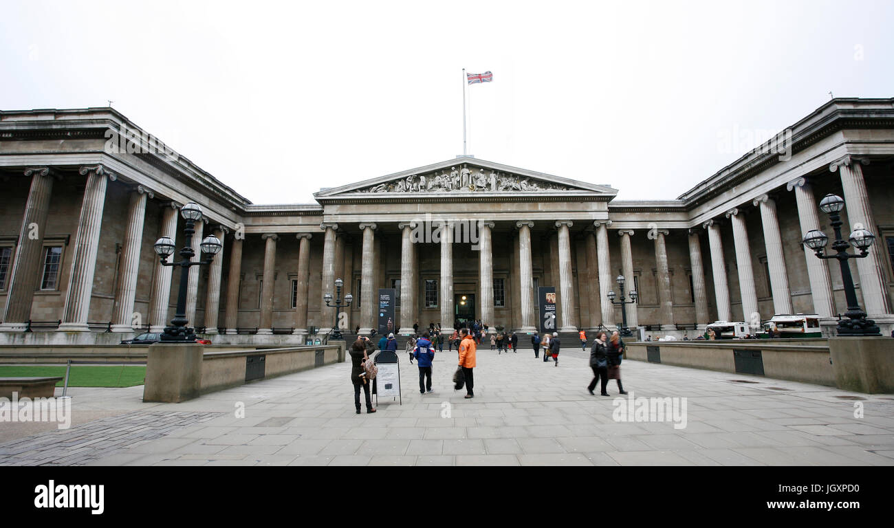 London, UK - February 7, 2013: Outside view of British Museum, one of ...
