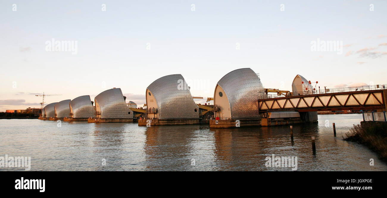 LONDON - OCT 6 : Thames Barrier, tidal protector, commissioned by the ...