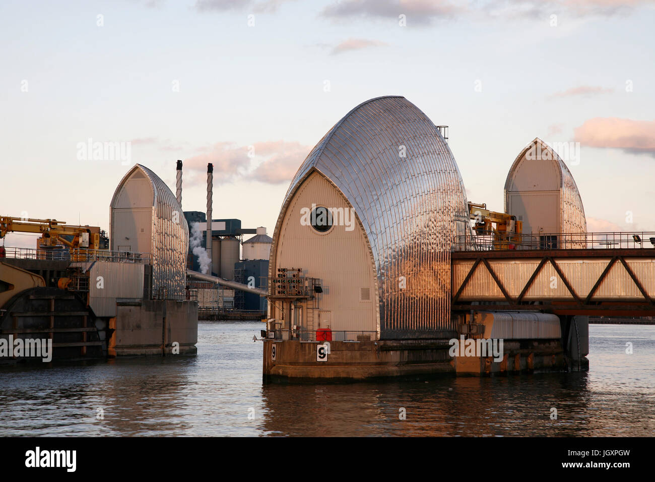 LONDON - OCT 6 : Thames Barrier, tidal protector, commissioned by the ...