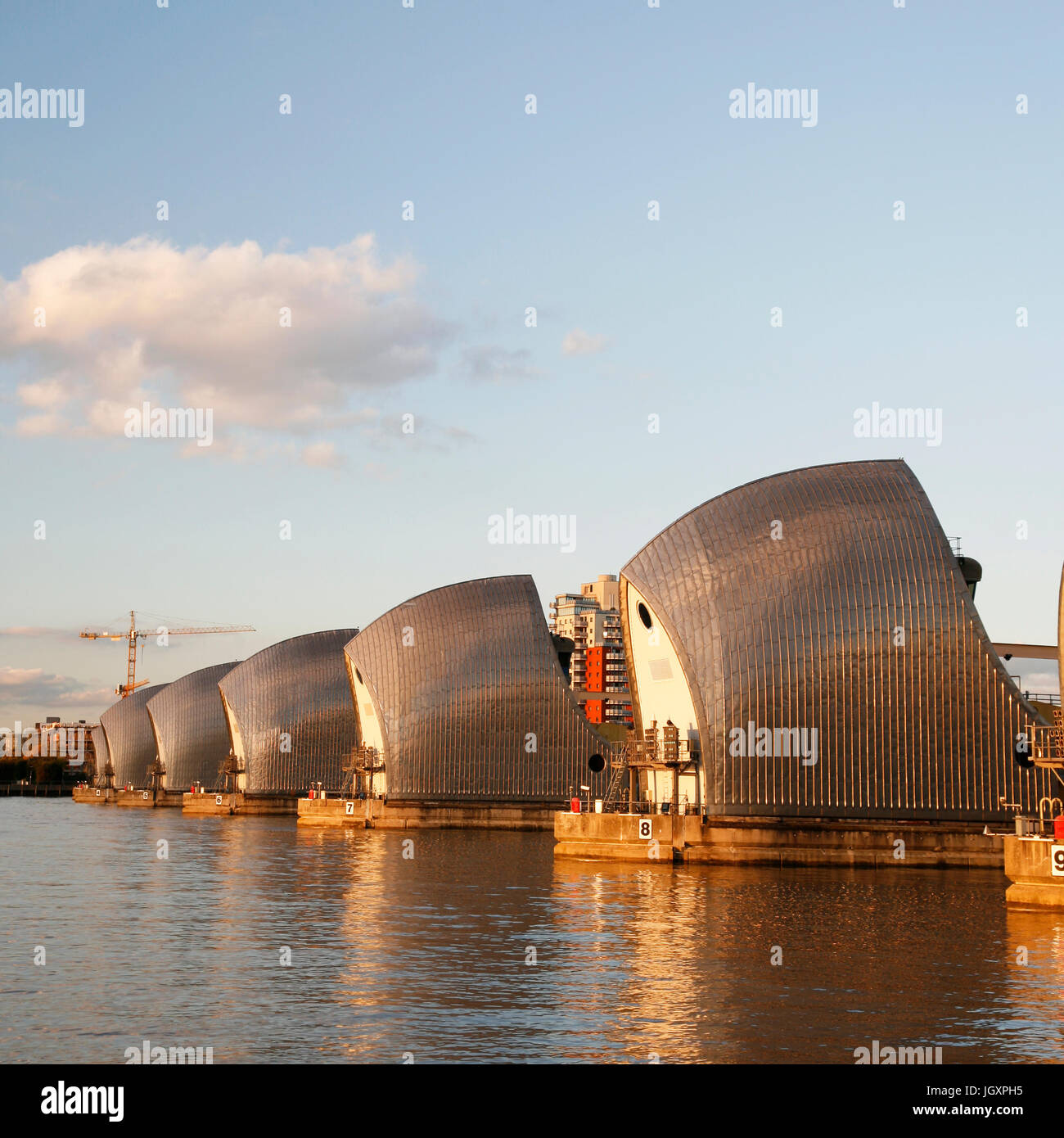 LONDON - OCT 6 : Thames Barrier, tidal protector, commissioned by the ...