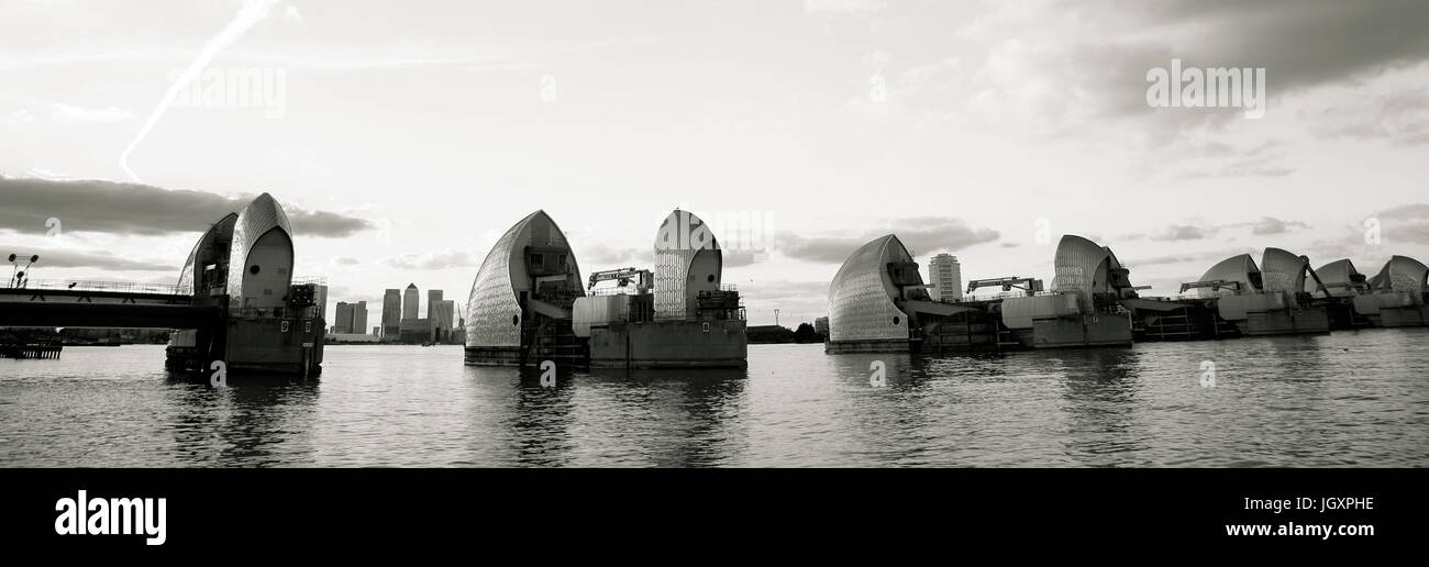 LONDON - OCT 6 : Thames Barrier, tidal protector, commissioned by the ...