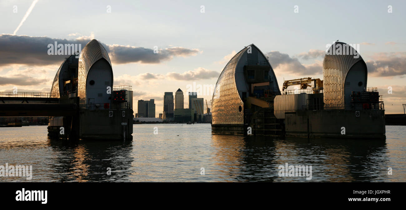 LONDON - OCT 6 : Thames Barrier, tidal protector, commissioned by the ...