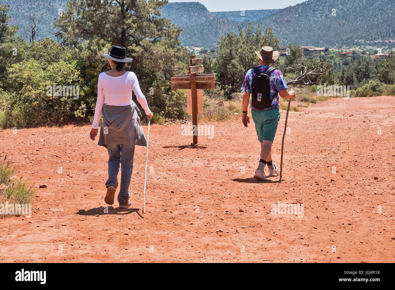 Two tourists choose the further way, Arizona, USA Stock Photo - Alamy