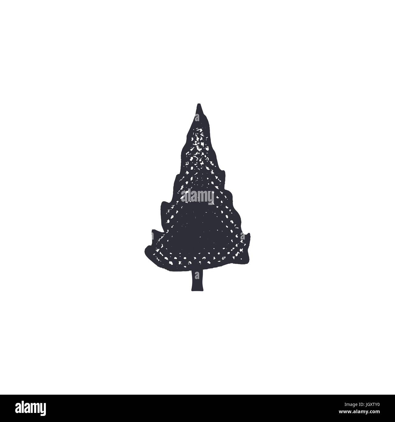 monochrome tree shape, icon. Vintage hand drawn design. Stock vector ...