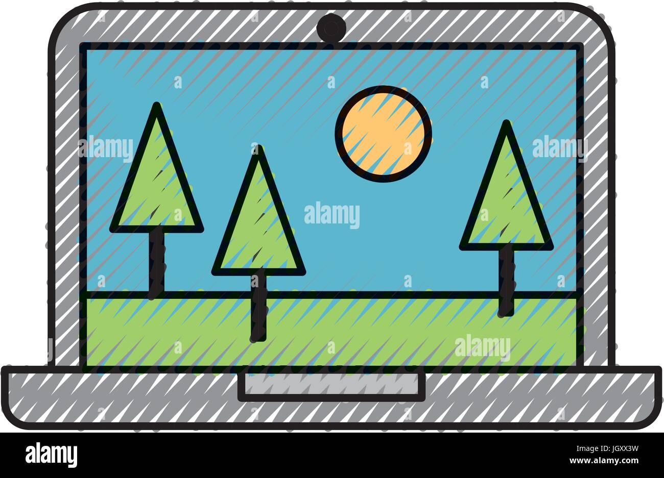 laptop with landscape icon Stock Vector Image & Art - Alamy
