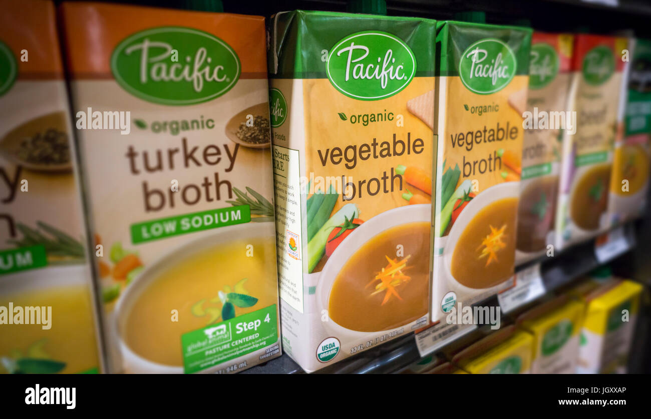 Pacific Foods brand sterile packaging containers of soups and broths in ...