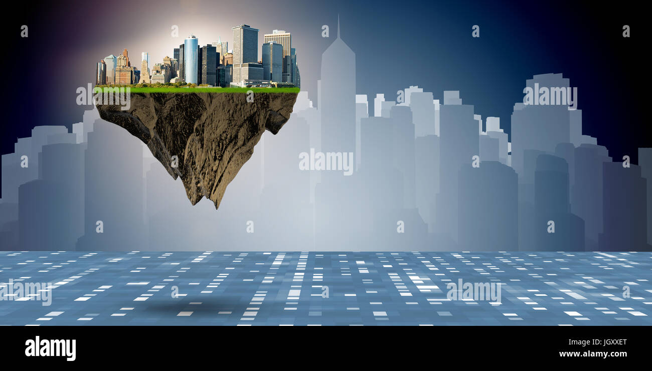 Floating city in urban planning concept Stock Photo - Alamy