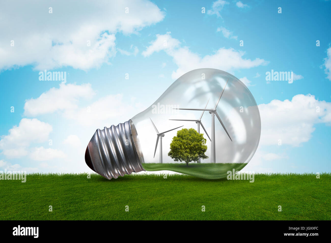 Lightbulb in alternative energy concept - 3d rendering Stock Photo - Alamy