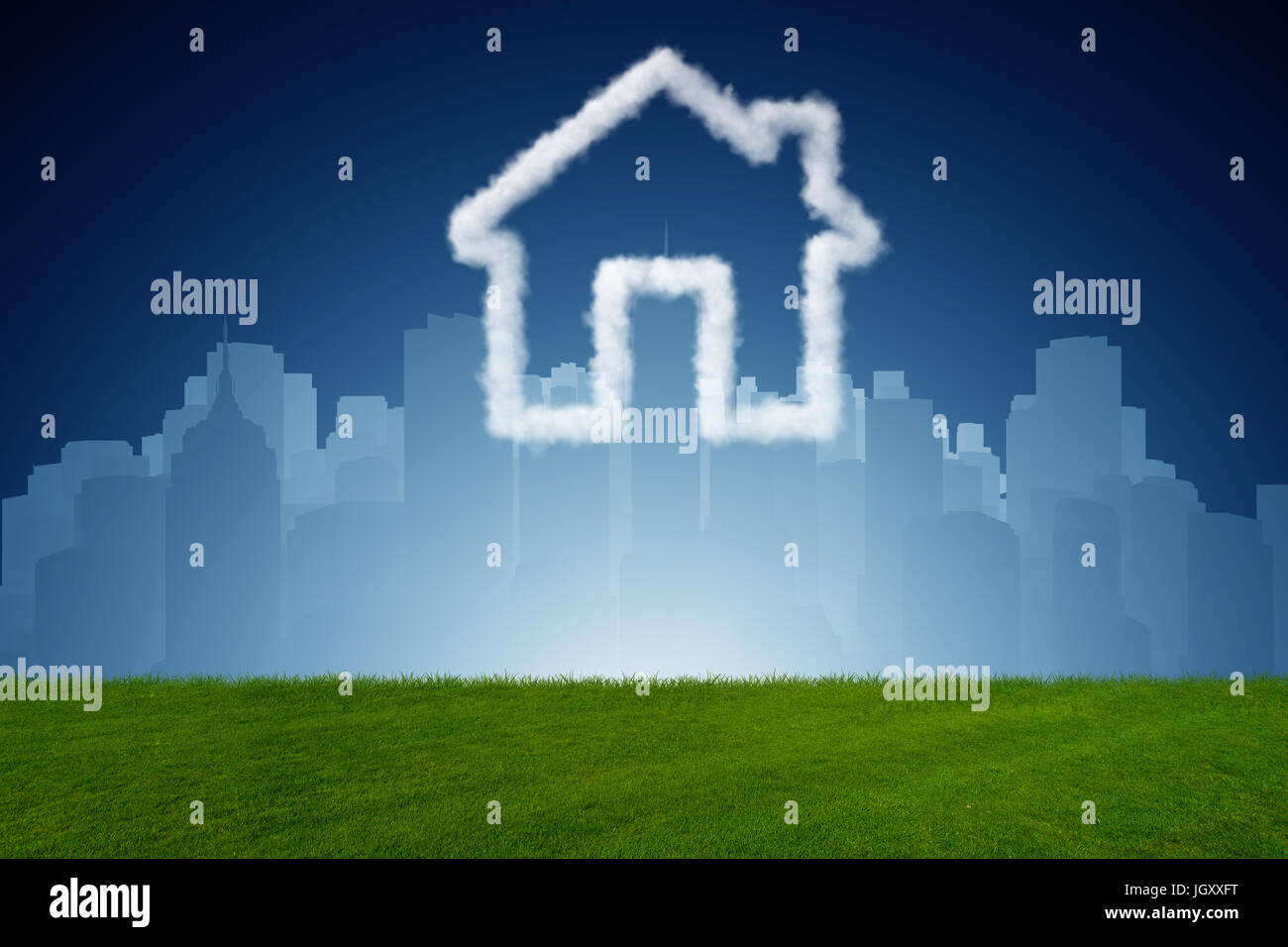 House in the sky made of clouds - 3d rendering Stock Photo - Alamy