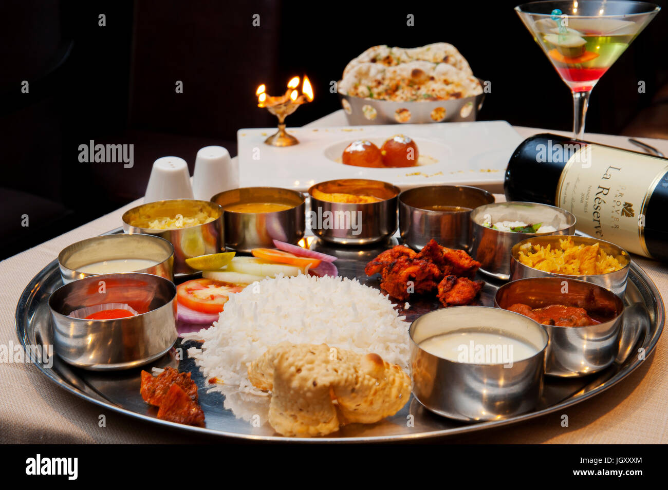 Typical indian food platter at a Bangaore Restaurant, Karnataka, India ...